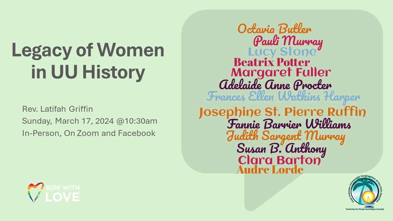 Legacy of Women in UU History | UU Palm Beaches | First Unitarian ...